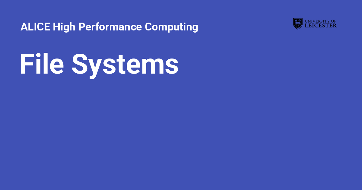 File Systems - ALICE High Performance Computing