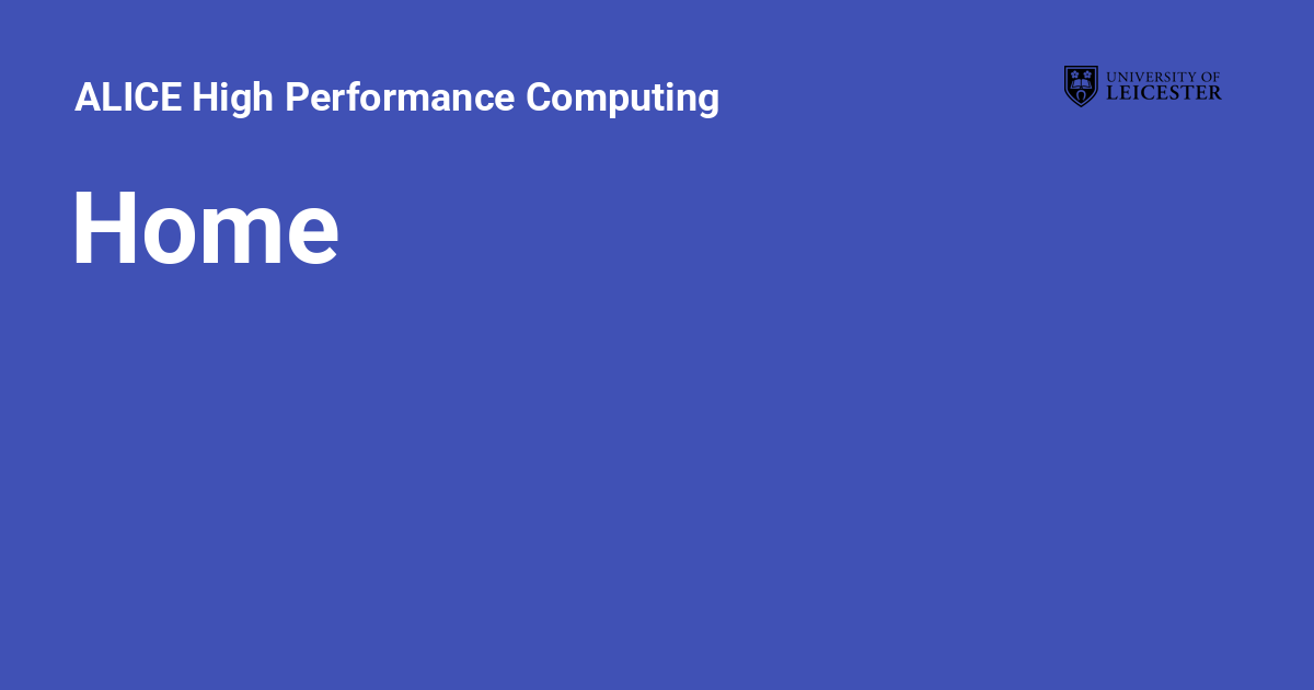 ALICE High Performance Computing